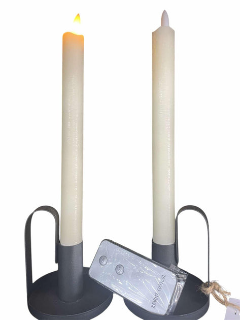 Pair LED Battery Dinner Candle 24.5cm - White – The Interiors Barn