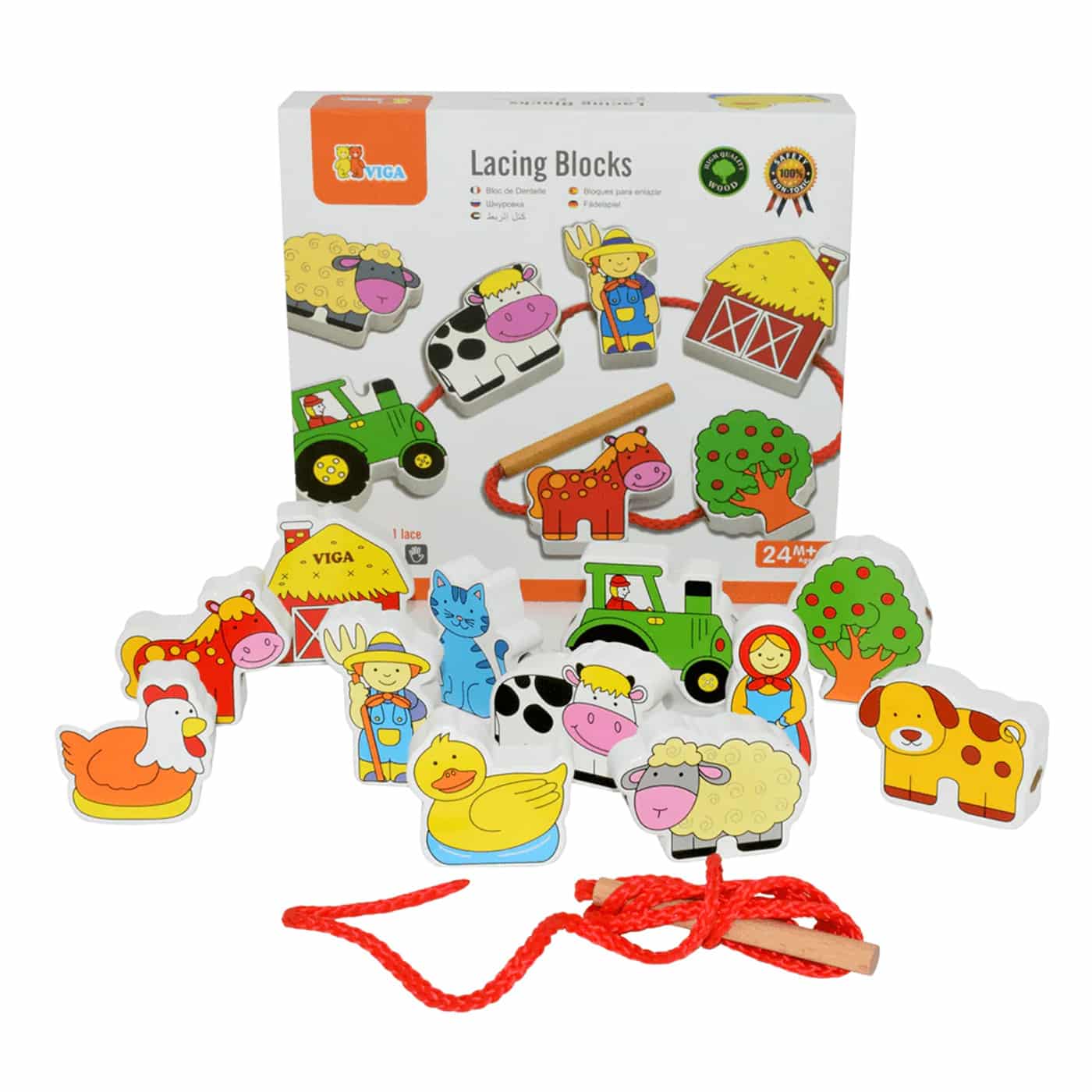 Wooden Farm Animals Lacing Blocks – The Interiors Barn