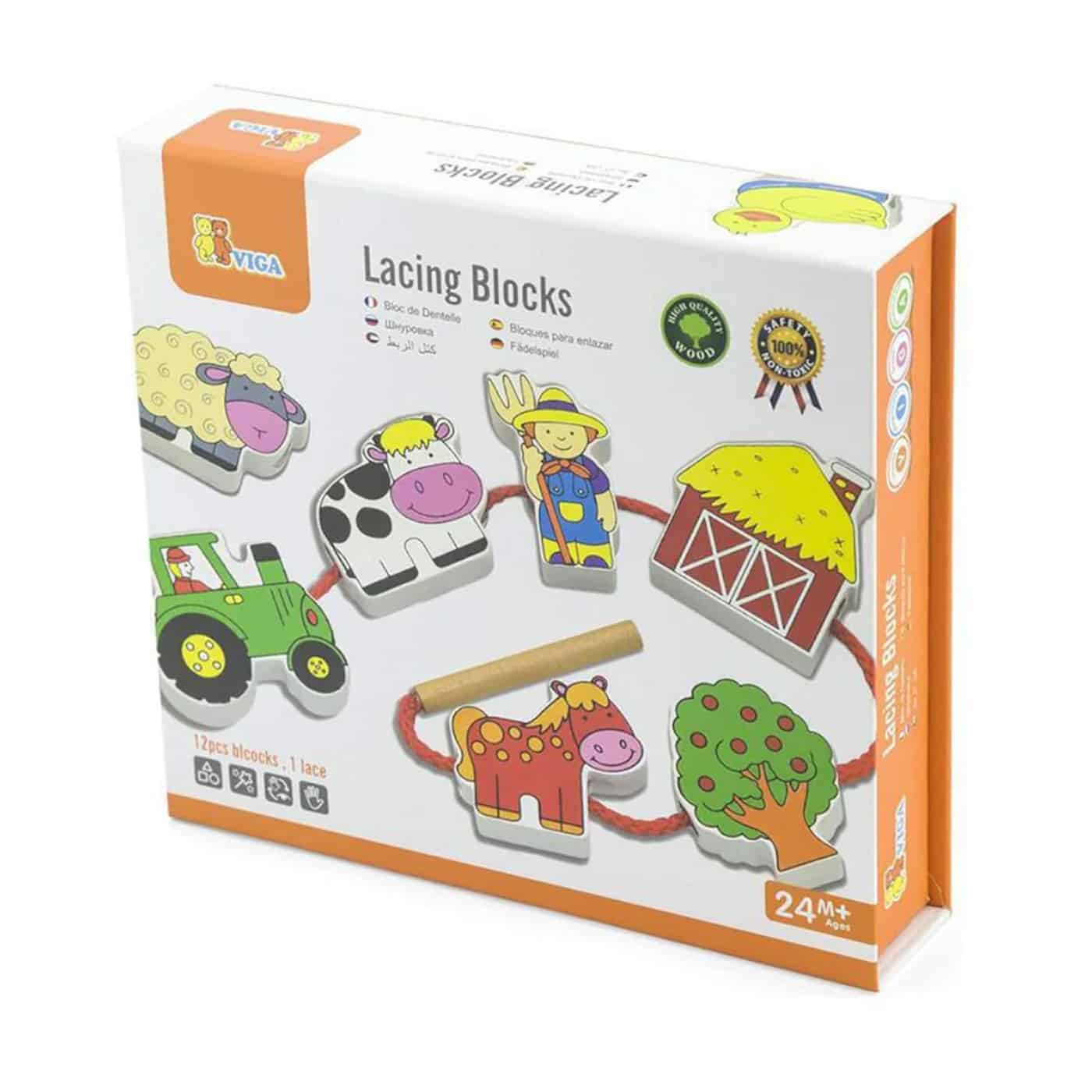 Wooden Farm Animals Lacing Blocks – The Interiors Barn