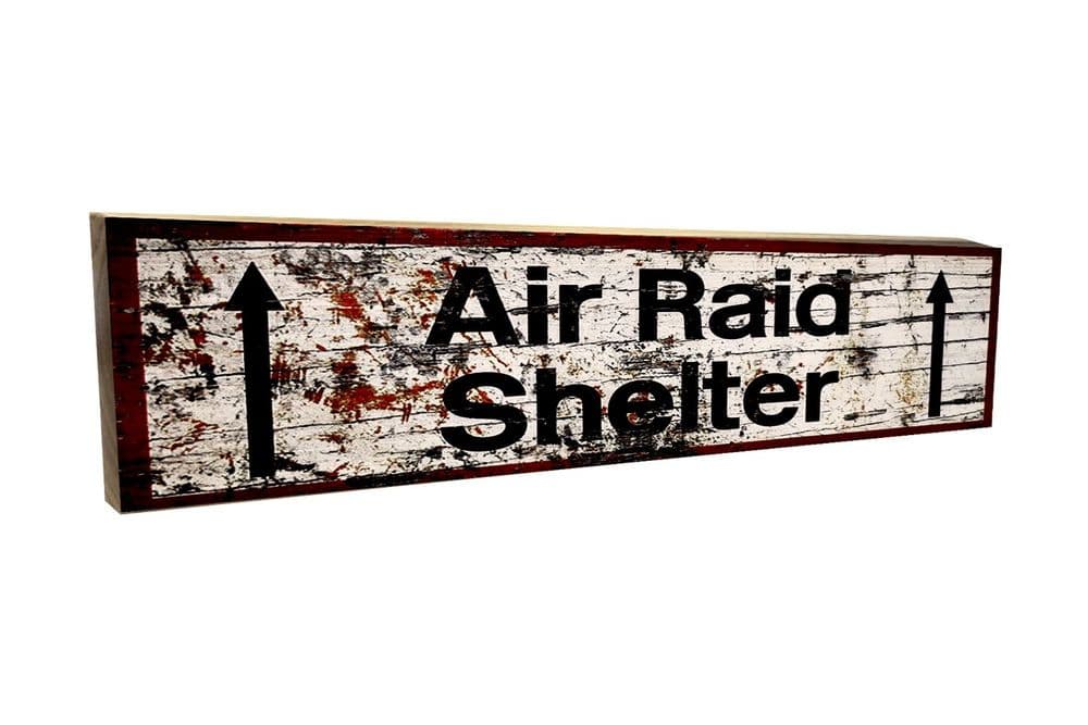 Air Raid Aged Wooden Sign – The Interiors Barn