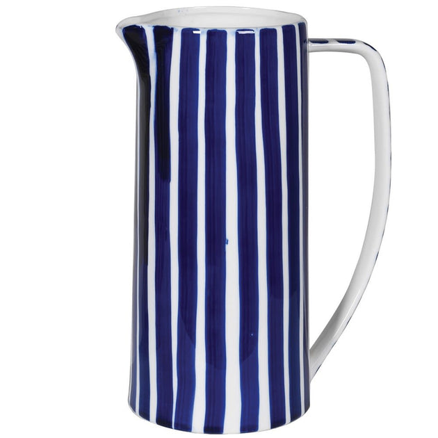 Dark Blue and White Striped Jug – The Interiors Barn