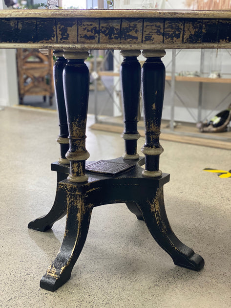 Round Distressed Black Table – The Interiors Barn