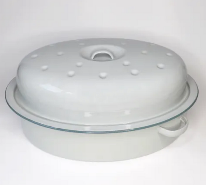Grey Enamel Oval Roaster with lid 39cm – The Interiors Barn