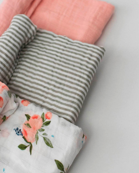 3pk Cotton Muslin Swaddle - Water colour Rose – The Interiors Barn