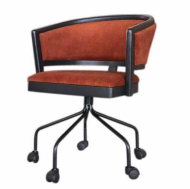 Black and Burnt Orange Desk Chair - on wheels – The Interiors Barn