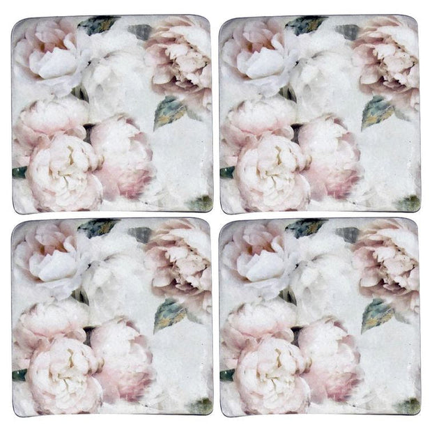 S/4 Vintage Roses Resin Coasters 10x10cm – The Interiors Barn